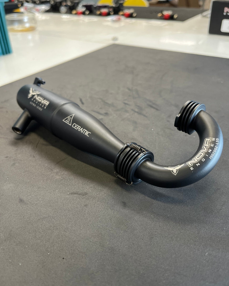 Nova Engines Ceramic Coated Exhaust Pipe & 50mm Manifold 1/8 Nitro Off ...